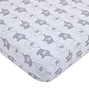 NoJo Little Love Elephant Stroll Dream Big Clouds and Stars with Chevron Border 3 Piece Nursery Crib Bedding Set - Comforter, Fitted Crib Sheet, and Crib Skirt