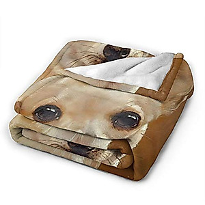 Yulimin Retro Chihuahua Dog Brown Baby Charm Full Fleece Throw Cloak Wearable Blanket Nursery Bedroom Bedding Decor Decorations Queen King Size Flannel Fluffy Plush Soft Cozy Comforter Quilt