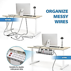 oosofitt Under Desk Cable Management Tray 2 Pack, Cable Management for Wire/Cord/Power Strip, Metal Cable Management Basket with 15lb Bearing, Cord Management Organizer Kit for Home/Office