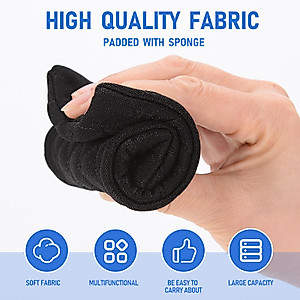 Anourney Large Double Eyeglasses Case, Squeeze Top Soft Glasses Pouch,Portable Sunglass Case with Cleaning Cloth for Women(Black)