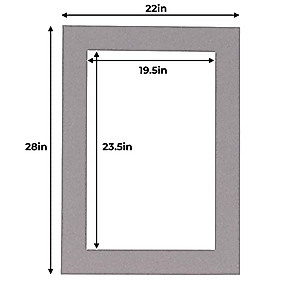 20x24 Mat for 22x28 Frame - Precut Mat Board Acid-Free Charcoal 20x24 Photo Matte For a 22x28 Picture Frame, Premium Matboard for Family Photos, Show Kits, Art, Picture Framing, Pack of 25 Mats