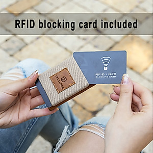 TRUSADOR Rimini Men & Women Minimalist Small Front Pocket Leather Wallet Elastic Credit Card Holder (Cognac)