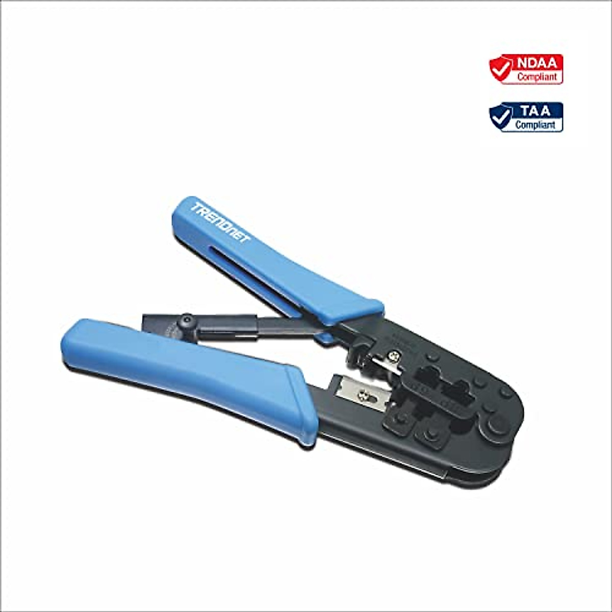 TRENDnet Crimping Tool, Crimp, Cut, And Strip Tool, For Any Ethernet or Telephone Cable, Built-In Cutter And Stripper, 8P-RJ-45 And 6P-RJ-12, RJ-11, All Steel Construction, Black, TC-CT68