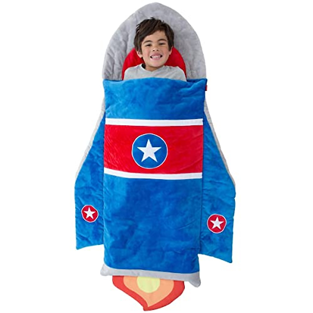 Bixbee Kids Sleeping Bag, Soft Sleepy Sack for Kids & Toddlers | Easy Roll Up Design for School, Daycare + Naptime, 60 x 22 Inches | Cozy Slumber Bag with Lining | Rocket Sleeping Bag for Boys + Girls