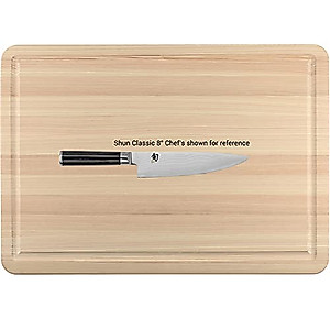 Shun Cutlery Large Hinoki Cutting Board with Juice Groove, 20" x 14" Large Wood Cutting Board, Medium-Soft Wood Preserves Knife Edges, Authentic, Japanese Kitchen Cutting Board