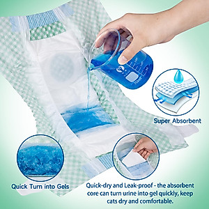 Pet Soft Disposable Cat Diapers - Diapers for Female & Male Cats, Puppy Doggie Diapers for Female Dogs with Adjustable Foam Tail Hole, Medium (24Pcs, Green)