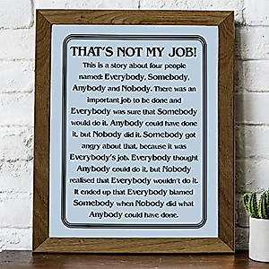 "That's Not My Job"-Motivational Wall Art Sign-8 x 10" Humorous Typographic Poster Print-Ready to Frame. Ideal Home-Office-School-Décor. Great Sarcastic Desk & Cubicle Sign. Perfect for Teachers!