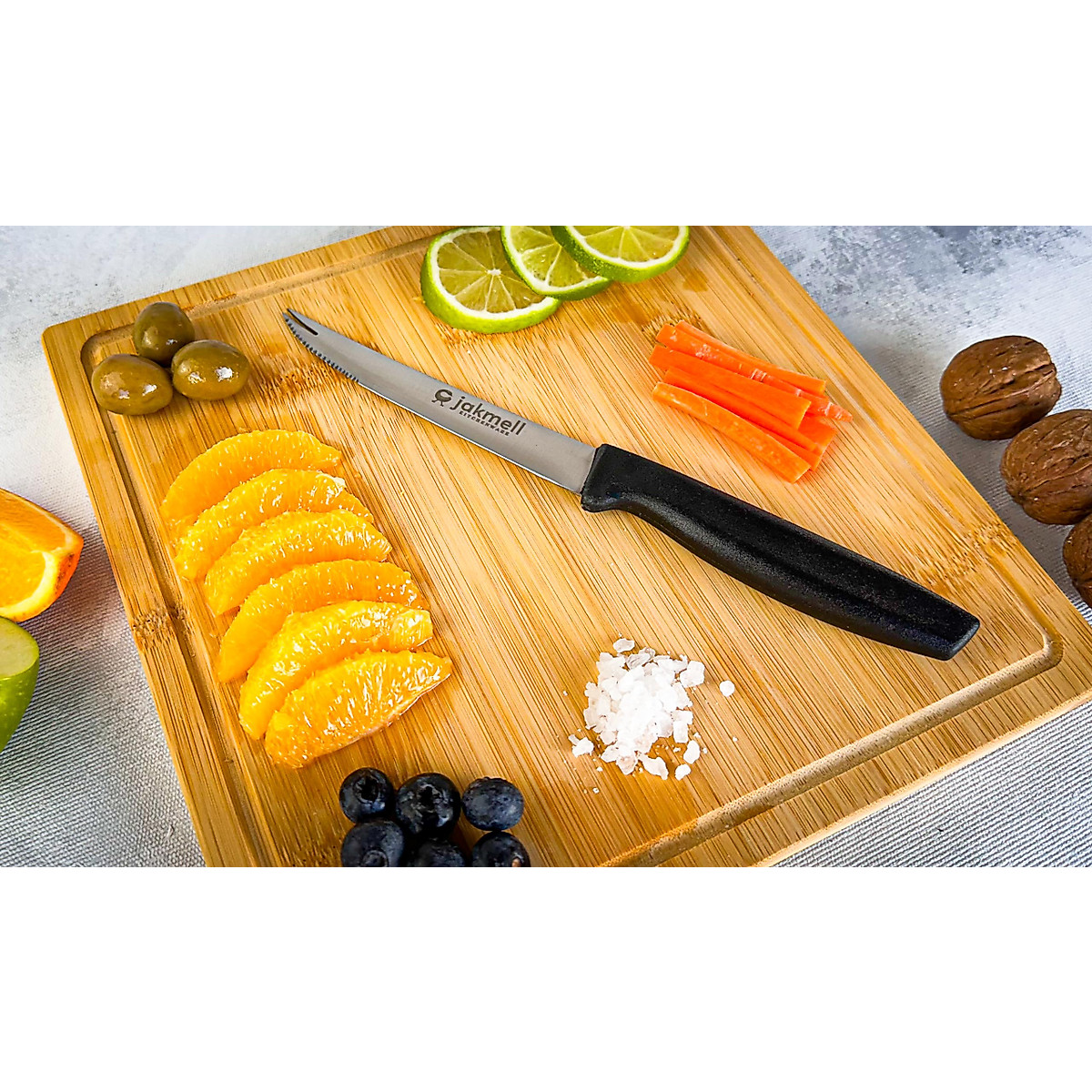 Jakmell Kitchenware 4.5-inch Garnishing Knife, Cocktail Knife with Ergonomic Handle, Bartender Knife for Carving and Garnishing, Fruit Decorator Knife Ideal for Garnishing