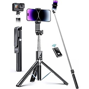 ANXRE Selfie Stick Phone Tripod with Remote, 50 inch Portable 5 in 1 Selfie Stick Phone Tripod, Wireless Selfie Stick Tripod for Cell Phone Compatible with iPhone 15/14/13 Pro Max Gopro Android