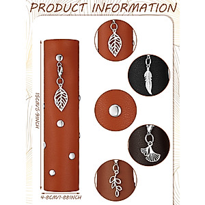 Otuuz 4 Pcs Leather Hair Wrap Motorcycle Ponytail Hair Wrap Hair Ties for Woman PU Hair Wrap Thick Ponytail Holder Braided Helmet Hair Accessories for Women(6 Inch,Black, Coffee, Brown, Reddish Brown)