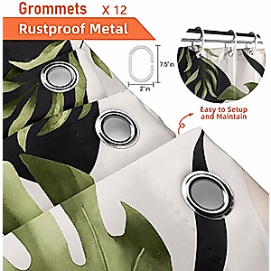 FZDHHY Abstract Tropical Shower Curtain Set Palm Leaf Botanical Bathroom Curtain Set Waterproof Bathtub Curtain with Bathroom Carpet Bath Mat Toilet Rugs