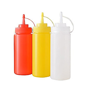 erioctry 3PCS Plastic Squeeze Sauce Bottles Dispenser/Seasoning Container for Mustard Ketchup Oil Cream Honey and Salad Dressing