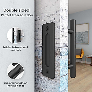 EaseLife 10" Sliding Barn Door Handles and Pulls, Rustic Double Sided Hardware Set, Heavy Duty, Matte Black Powder Coated Finish, Easy Install