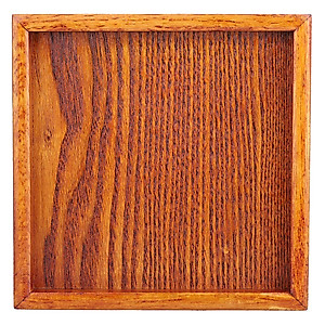 Fdit Small Portable Square Shape Solid Wood Tea Coffee Snack Food Dinning Serving Tray Plate for Home Kitchen Accessories(18 * 18 * 2)