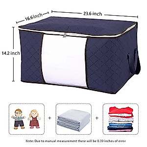 Clothes Storage Bags,Thickened Three-Layer Fabric Foldable Clothes Organizer Storage,Reinforced Handle,Sturdy Zipper,for Quilts,Blankets,Bedroom Storage,Under Bed Storage (Black, medium-3 packs)
