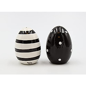 Appletree Black and White egg Salt & Pepper, 2" X 2" 2 3/4" H