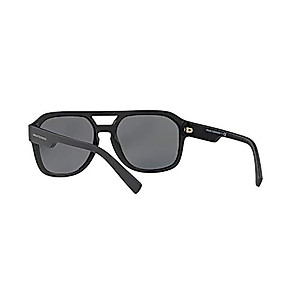A|X ARMANI EXCHANGE Men's AX4074S Rectangular Sunglasses, Matte Black/Light Grey Mirrored/Black, 57 mm