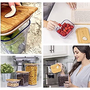 Red Panda Bamboo Plastic BPA free food storage containers with airtight bamboo lids, 3 piece set, meal prep containers