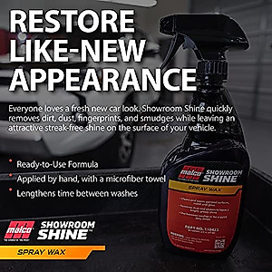Malco Showroom Shine Spray Car Wax – Best Car Wax Spray for Professional Finish/Easy to Use Instant Detailer Spray/Cleans and Waxes Painted Surfaces, Metal and Glass / 22oz. (110422)