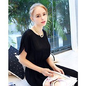 PERNNLA PEARL Seashell Pearl Choker Necklace for Women Handmade Beaded Necklace Simple Pearl Necklaces 18" Pink