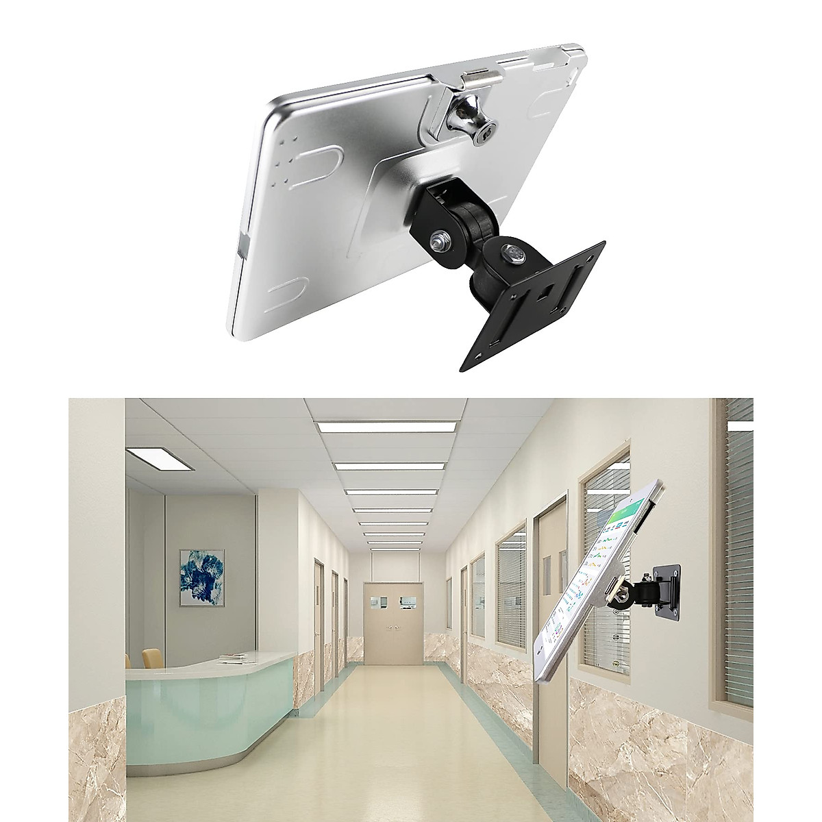 WeSTRUGGLE on Wall Mount Bracket for iPad 9.7"(6th,5th,Gen.), 9.7" Air1&2,9.7" Pro,Excluding 9.7"(1th,2th,3th,4th,Gen.),with Lock, Multi Angle,(Silver)