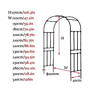 Rose Arch Arbor Trellis Heavy Duty Garden Arch Tubular Pergola Frame Metal Wedding Arch for Outdoor Garden Roses Vines (High : 2.4m, Size : 2.8m/9.2ft) (2.7m 2.4m/7.9ft)