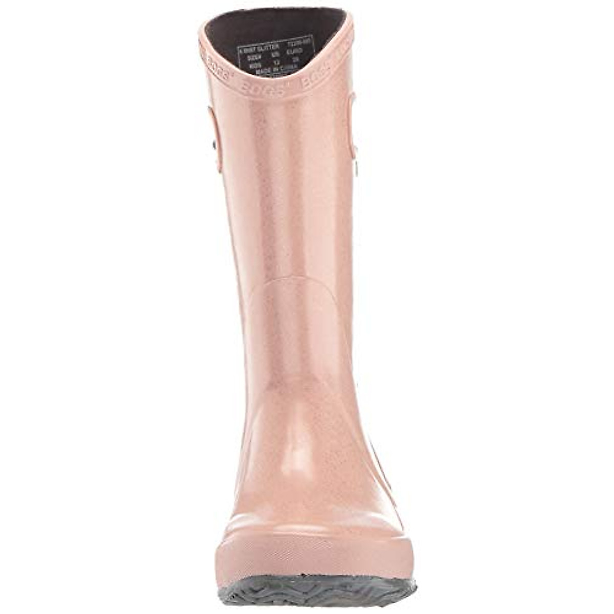 Bogs Rainboot Print Waterproof Rain Boot, Glitter-Rose Gold, 2 US Unisex Little Kid