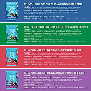 Tiki Cat Aloha Friends Variety Pack, Seafood Flavors with Pumpkin, Wet, High-Protein & High-Moisture Cat Food, For All Life Stages, 3 oz. Pouch (Case of 12)
