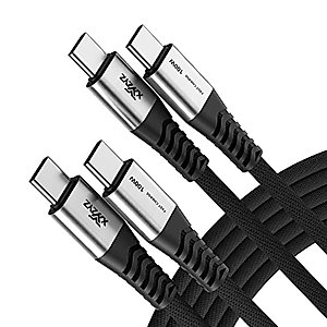 XYYZYZ USB C to USB C Cable 100W [6.6ft 2 Pack] 5A PD QC USBC to USBC Fast Charging Cable Nylon Braided Type C to Type C Cable Compatible with Galaxy S22 MacBook Pro, iPad Pro, iPad Air-Black