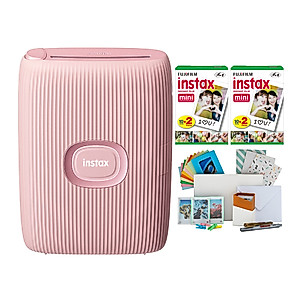 Fujifilm Instax Mini Link2 Instant Smartphone Printer (Soft Pink) Bundle with Instax Mini Twin Film Pack (2-Pack) and Instax Film Kit (4 Items)