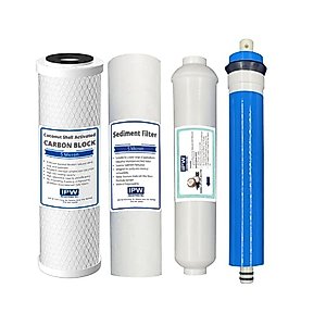 4 Pack of filters including 50 GPD Membrane w/ 1/4" JG QC by IPW Industries Inc.