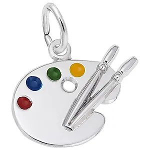 Artist Palette Charm In Sterling Silver, Charms for Bracelets and Necklaces