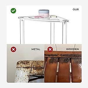 Sumerflos Acrylic Corner Shower Stool for Inside Shower - Clear Small Shower Bench for Shaving Legs Seating Waterproof Heavy Duty Easy Assemble Modern