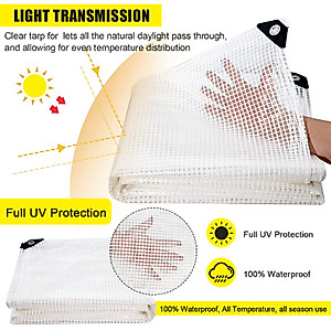 Clear Greenhouse Heavy Duty tarp 14 Mil Clear Waterproof Cover,UV Resistant Poly Tarp with Grommets 8x6ft Superior Strength,for Gardening, Farming, Nursery, Garden