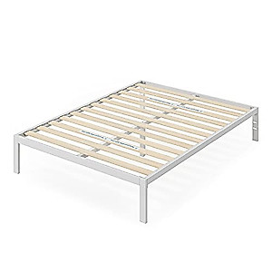 ZINUS Mia Metal Platform Bed Frame / Wood Slat Support / No Box Spring Needed / Easy Assembly, White, Full