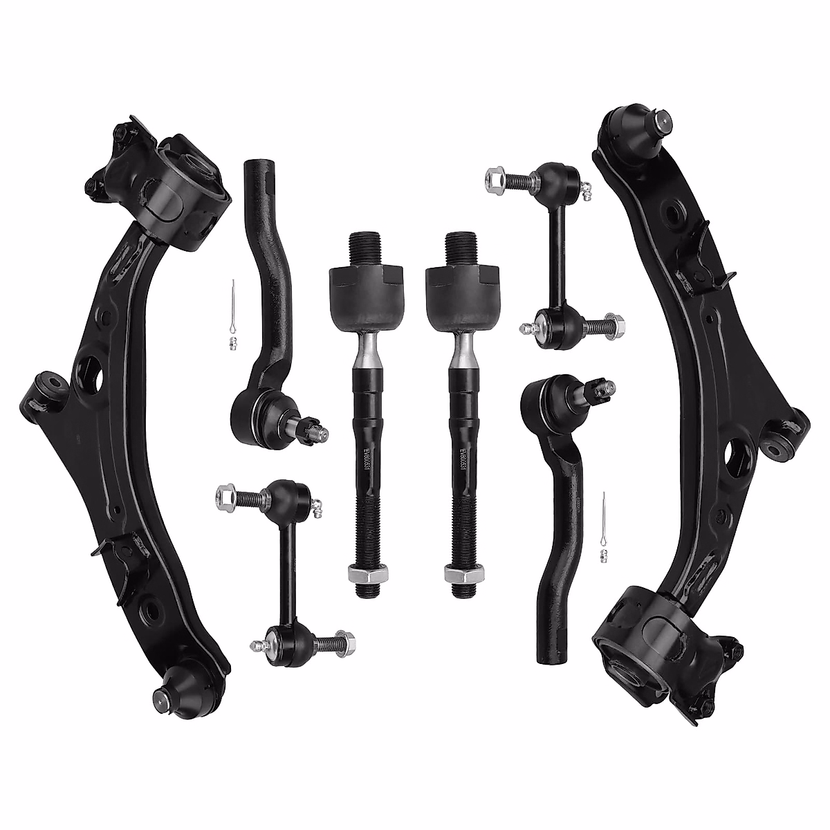 Front Suspension Kit for Ford Edge for Lincoln MKX 2007 2008 2009 2010 2011 2012 2013 2014 Lower Control Arms w/Ball Joints + Sway Bar Links + Inner and Outer Tie Rod End Links