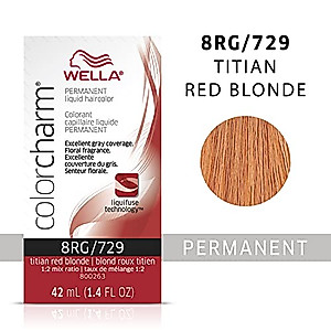 WELLA Color Charm Permanent Liquid Hair Color for Gray Coverage, 8RG Titan Red Blonde