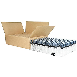 GlassBottleOutlet (Pack of 108) 1 oz. Clear Boston Round with Black Treatment Pump