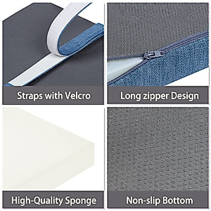 baibu 40 Inch Metal Bench Cushion with Ties, Non-Slip Rectangle Bench Seat Cushion Kitchen Bench Cushion with Machine Washable Cover - One Pad Only (Light Blue, 40x15x1.5in)