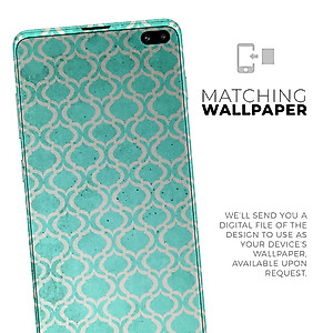 DesignSkinz Teal and White Bubble Morrocan Pattern Protective Vinyl Decal Wrap Skin Cover Compatible with The Samsung Galaxy S20 (Screen Trim & Back Glass Skin)