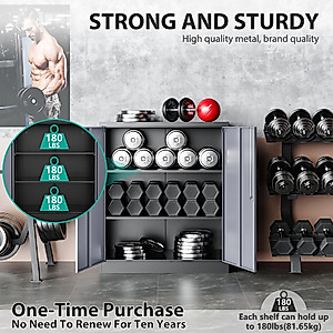 SISESOL Storage Cabinet with Doors and Shelves,Metal Storage Cabinet with Locking Doors,Small Metal Cabinets with Lock,Gray Garage Cupboard for Home Office,Garage,Shop