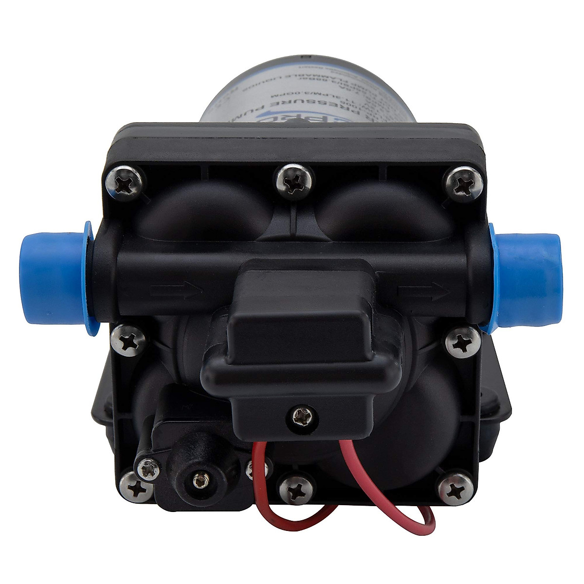 RecPro RV 4 Chamber Water Pump | Quiet Running | 12V DC | 45 PSI | 8.0AMP | Self Priming (With Strainer, No Silencer)