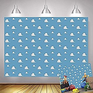 Art Studio 7x5ft It's a Boy Story Themed Birthday Party Photography Backdrops Blue Sky White Clouds Baby Shower Photo Background Kids Hero Photo Booth Studio Props Vinyl