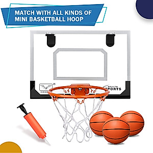 5 INCH PVC Mini Basketball for Indoor Basketball Mini Hoops, Soft 5" Rubber Small Repacement Basketball for Over Door Basketball Hoop Sets, Little Basketballs for Adults & Kids (3 PCS with Air Pump)