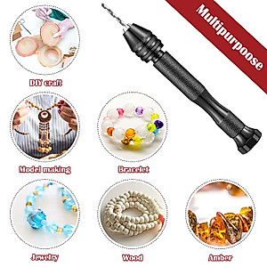 95 Pieces Hand Drill Bits Set, Black Pin Vise Hand Drill, 74 Pieces Micro Twist Drill Bits and 20 Pieces PCB Mini Drill Bits for Resin Polymer Clay Craft DIY Jewelry (0.1-1mm, Random Color Bits)