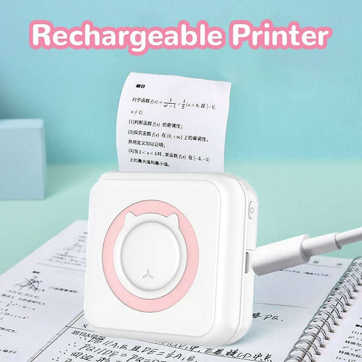 SENOY Portable Mini Thermal Printer, Mini Bluetooth Rechargeable Portable Mobile Printer Compatible with iOS + Android for Print Pictures, Labels, Notes (5 Rolls HD Printing Paper)