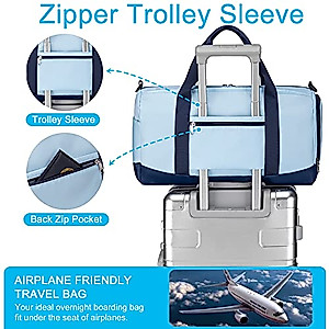 Gym Duffle Bag for Women with Wet Pocket Shoes Compartment Carry On Bag Weekender Overnight Duffel Bag with Shoe Compartment Wet Pocket