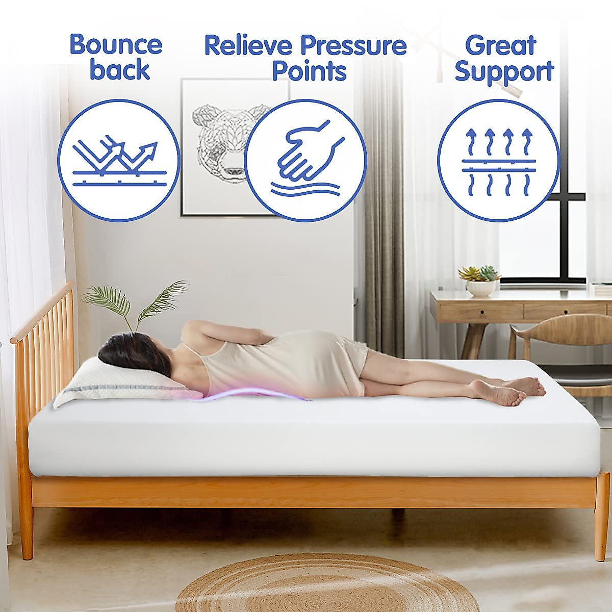 Queen Mattress, 8 Inch Gel Memory Foam Mattress for Cool Sleep & Pressure Relief, Medium Firm RV Daybed Mattress for Kid Adults, Bed-in-a-Box, CertiPUR-US Certified