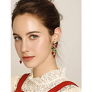 WOWORAMA Christmas Light Earrings for Women Red Green Crystal Bulb Earrings Statement Christmas Holiday Earrings Jewelry - Red Green Lights Xmas Earrings