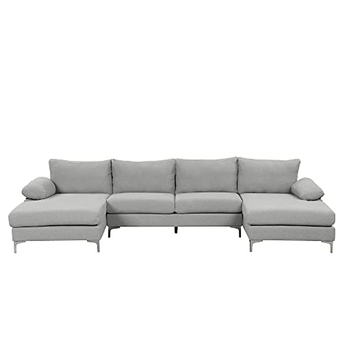 Casa Andrea Milano Modern Large Boucle U-Shape Sectional Sofa, Double Extra Wide Chaise Lounge Couch, Light Grey